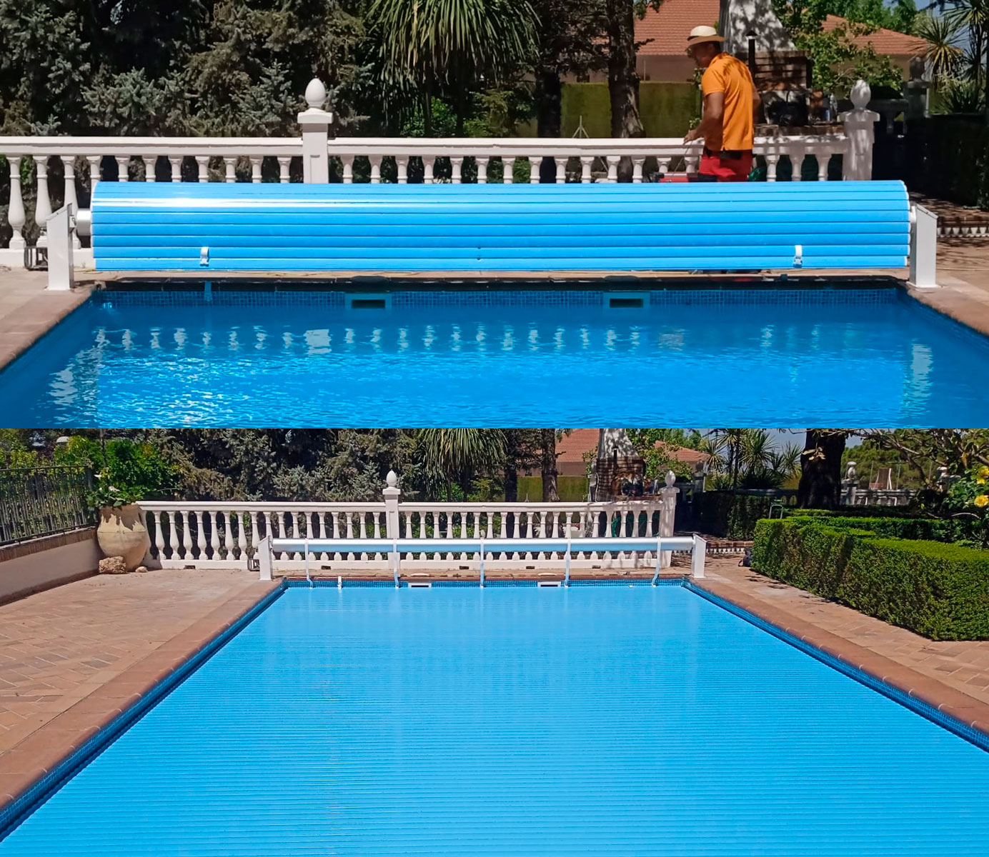 Cubierta de lamas de pvc azul - CoversPool